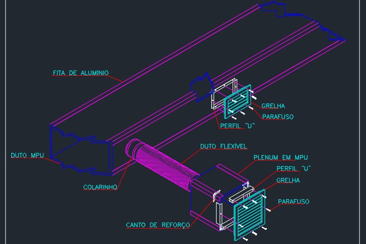 Projeto de climatização: Detalhes em DWG - AutoCAD